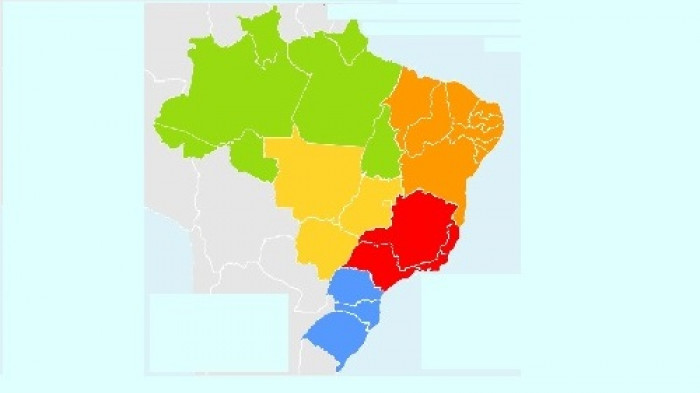 Map of Brazil in geopolitical division - Regions